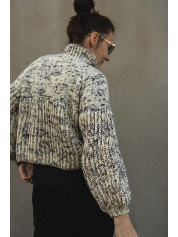 White Sheep Sweater Knitting Pattern – Mock Neck, Balloon Sleeves ...
